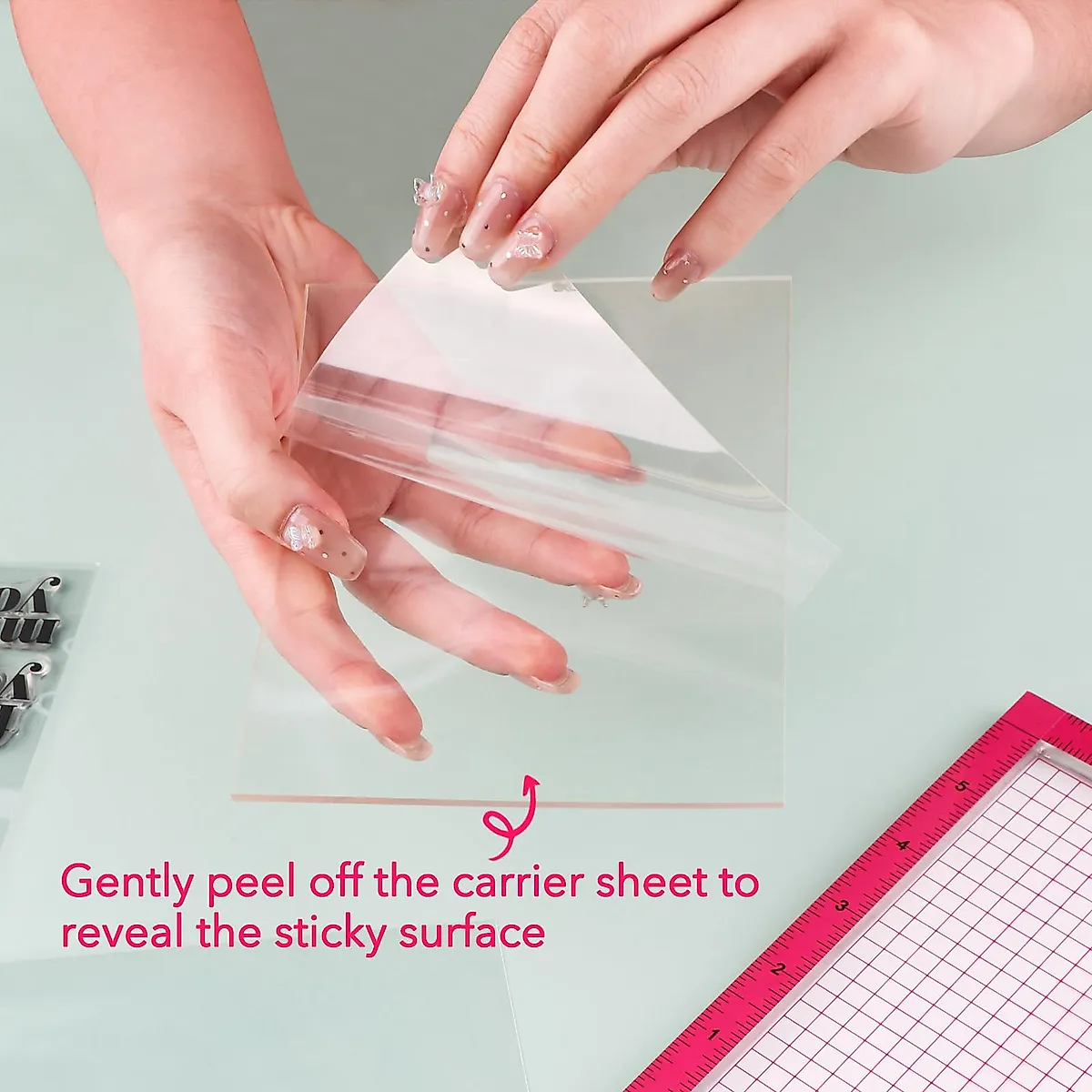 Briartw 4.75x6 Grip Mat with Printed Guides,Multi-Use Non-Slip Sticky Mats Fit in Mini-size Stamp Positioning Tool,Photopolymer Mat for Centering & Aligning Tape-free Stenciling Ink Blending