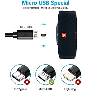 Replacement Micro USB Charger Cord for JBL Clip 3, 2, JBL Flip 4, 3, 2, JBL Charge 3, 2, 2 Plus Waterproof Portable Bluetooth Speaker Charging Cord Cable (5FT)