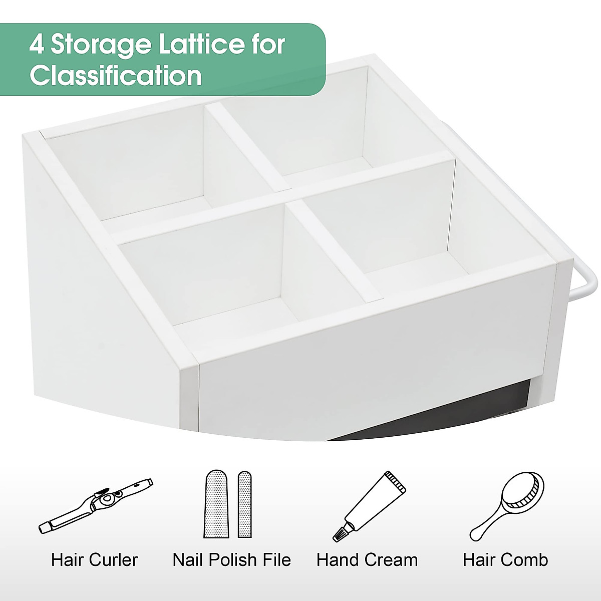 BarberPub Salon Trolley with Drawers Barber Cart Storage Cabinet Beauty Organizer Spa Equipment 2039 (White)