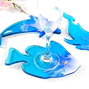 Sea Animal Epoxy Resin Silicone Tray Molds Dolphin Fish Jellyfish Turtle Octopus Whale Serving Board, Platter, Wall Hanging, Coaster with Mini Seashells Starfish Inlay Supplies