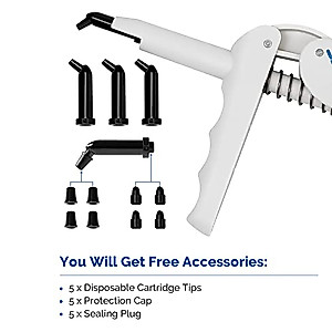 JMU Dental Composite Gun Dispenser Applicator Autoclavable, Comes with 5 Unidose Copsules Cartridge Tips, Plastic Caps