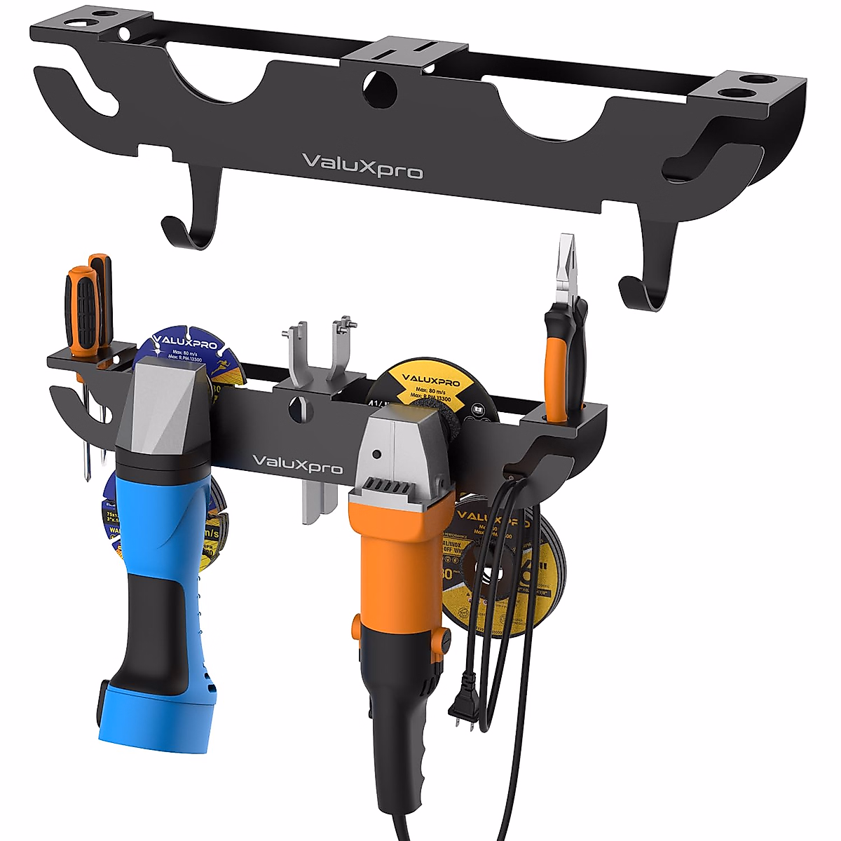 Angle Grinder Holder for Milwaukee/Dewalt, Angle Grinder Tool Stand, Grinders Power Tools Holder Storage Rack, Garage Wall Mount Bracket for Cutters Polishers with Cord Hanger and Hooks