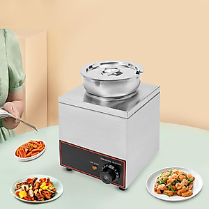 Electric Soup Warmer, 4.2Qt Commercial Food Warmer, Stainless Steel Countertop Soup Pot 86-230°F Adjustable Temp, Bain Marie Warmer for Restaurant, Buffet, Catering