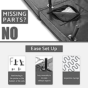 LIFERECORD Futon Bed Modern Convertible Sofa Memory Foam Daybed with Adjustable Armrests for Living Room Apartment Dorm, Graphite Grey