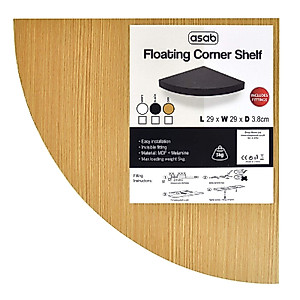 ASAB MDF Floating Corner Shaped Size Wood Wall Shelving Unit-Oak, Standard