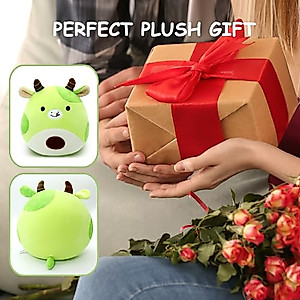 Gudisi Avocado Cow Plush Toy Pillow Cute Stuffed Animal Soft Plushie Doll Gift for Kids Boys Girls Green 8 inch