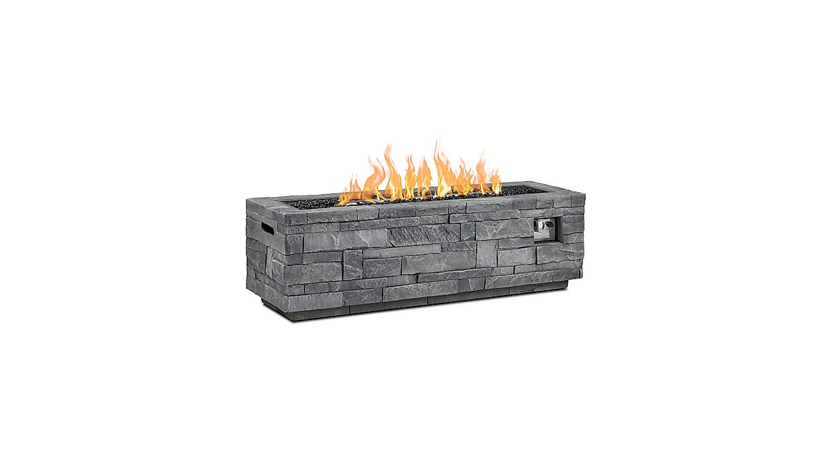 Real Flame Ledgestone Fire Pit - Grey Outdoor Gas Fireplace