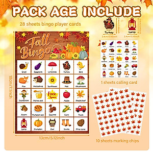 Shappy 39 Pcs Fall Bingo Game Cards Sets for Adults 28 Players Fall Festival Party Games Autumn Bingo Cards for School Classroom Family Activities Thanksgiving Party Supplies Decoration