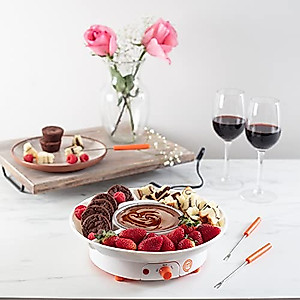 MasterChef Chocolate Fondue Maker- Deluxe Electric Dessert Fountain Fondue Pot Set w 4 Forks & Party Serving Tray -Melting, Warming Caramel, Cheese, Sauce, Fun Birthday Easter Day Gift
