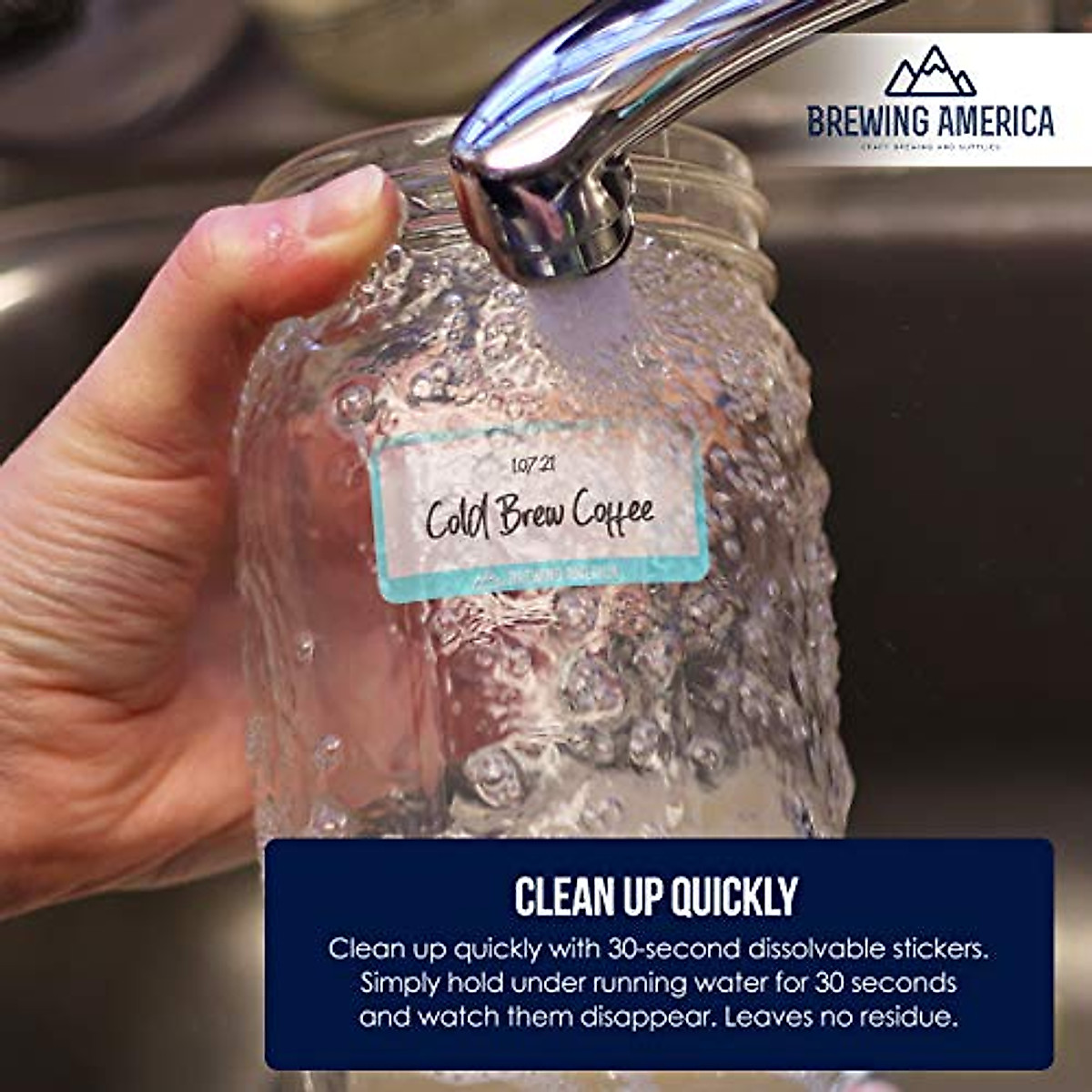 Dissolvable Food Labels for Food Containers - Made in USA - Great for Food Prep, Pantry, Canning, Freezer, Mason Jar Storage, Bottles and Rotation– No Scrubbing, No Residue - Teal