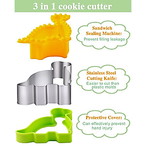 Sandwich Cutter for Kids 48 Pcs, Kimfead Cookie Cutters, Fruit Vegetable Cutter Shapes, Food Picks for Bento Box, Mouse Dinosaur Star Square Heart Shape