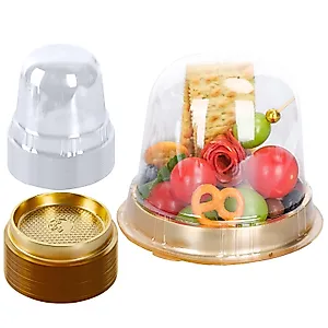 Whaline 50Pcs 4.3Inch Disposable Individual Charcuterie Cup Clear Plastic Cupcake Container Single Dessert Holders with Lids for Food Favor Display Charcuterie Grazing Table Catered Event Wedding