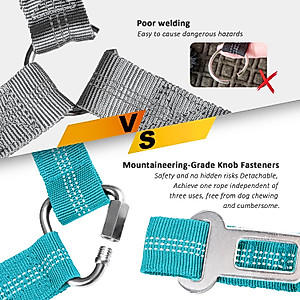 Removable Dog Seat Belt Harness for Car, 3 in 1 Pet Dog Car Seatbelt Leash, Retractable Restraint Secures to Vehicle Headrest & Adjustable Reflective Bungee Dog Seatbelt Tether with Poop Bag