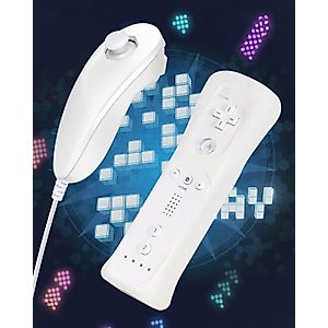 Motion-Sensing Remote Controller with Nunchunk for Wii and Wii U Games - Controller for Wii Remotes - Wii Controller with Nunchunk - Set of 2