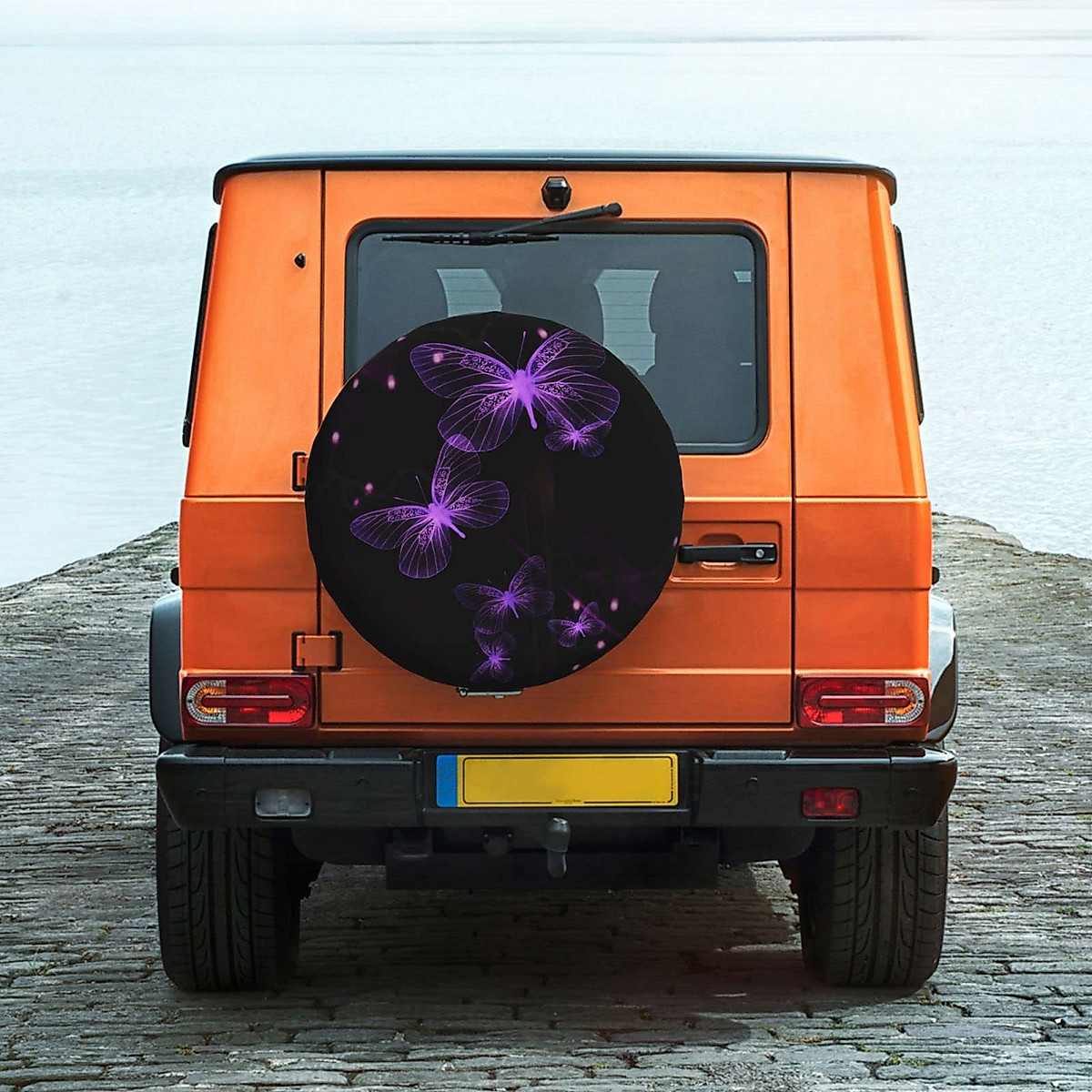 Purple Butterfly Spare Tire Cover Wheel Protectors Universal Dust-Proof Waterproof Fit for Trailer Rv SUV Truck Camper Travel Trailer 16 inch