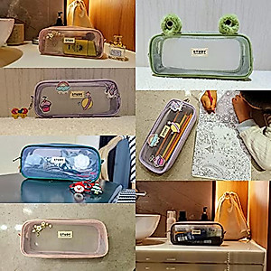 KALIDI Grid Mesh Pencil Case Pen Bag Clear Case Marker Pouch Multifonction Organizer Box Transparent case Makeup Bag Office College School Gift for adults Teen Girl Boy