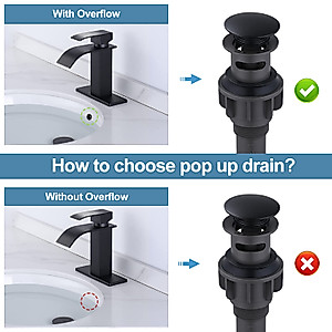ARCORA Bathroom Sink Drain Matte Black Pop Up Drain with Overflow Vanity Vessel Sink Clicker Drain Stopper