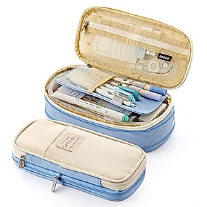 2022 Large Capacity Pencil Pen Case Pencil Pouch Big Capacity Pencil Bag Large Storage with Zipper Compartments Cute Pencil Pouch for School (8.66"*4.33"*2.56" - C)