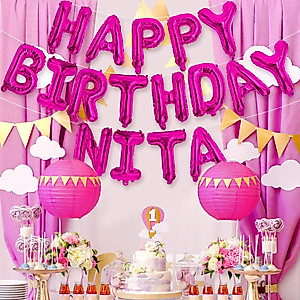 Personalized Name Happy Birthday Banner - Happy Birthday Balloon Letters Balloons 2 Sets A- Z 16'' Mylar Foil Birthday Party Decorations for Kids, Women, Men, Black