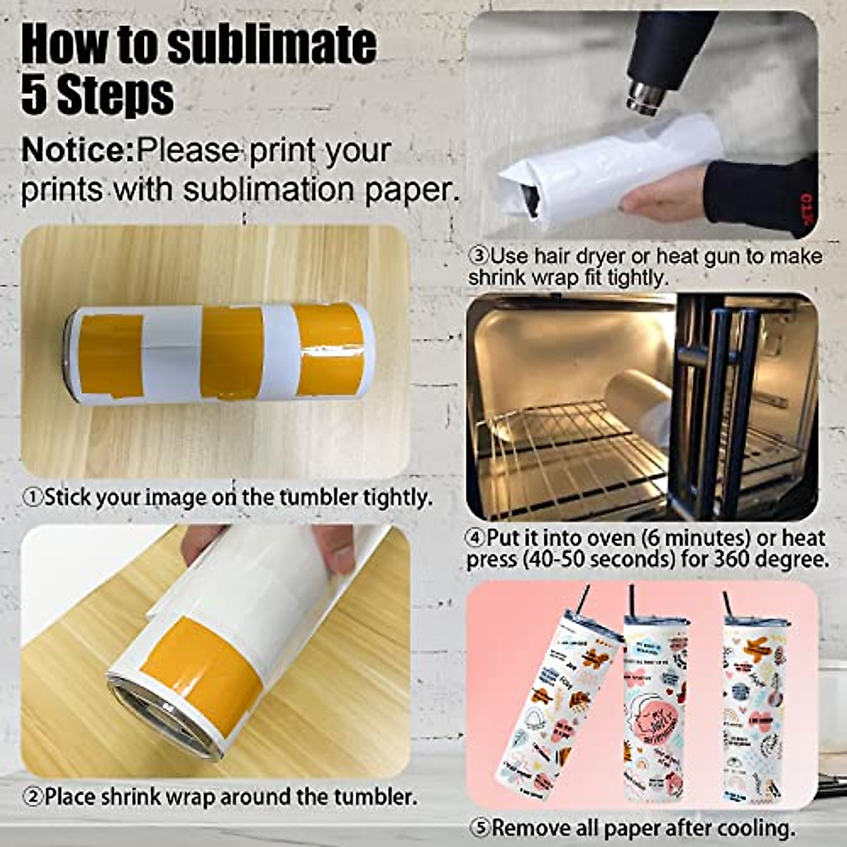 GRAUERHUND 12 Pack 20 oz Sublimation Tumblers Set Skinny Straight Double Walled Stainless Steel Blank Tumbler Bulk with Lid, Straw, DIY Stickers, Shrink Wrap, Rubber Base, Tape for Sublimate