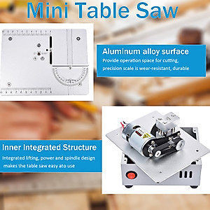 Mini Table Saw, Small Precision Craft Table Saw 7-Speed Adjustable, 96W 5000RPM Desktop Electric Saw Cutter, 1/2" Adjustable Cut Depth, for DIY Woodworking Metal Plastic Acrylic Cutting
