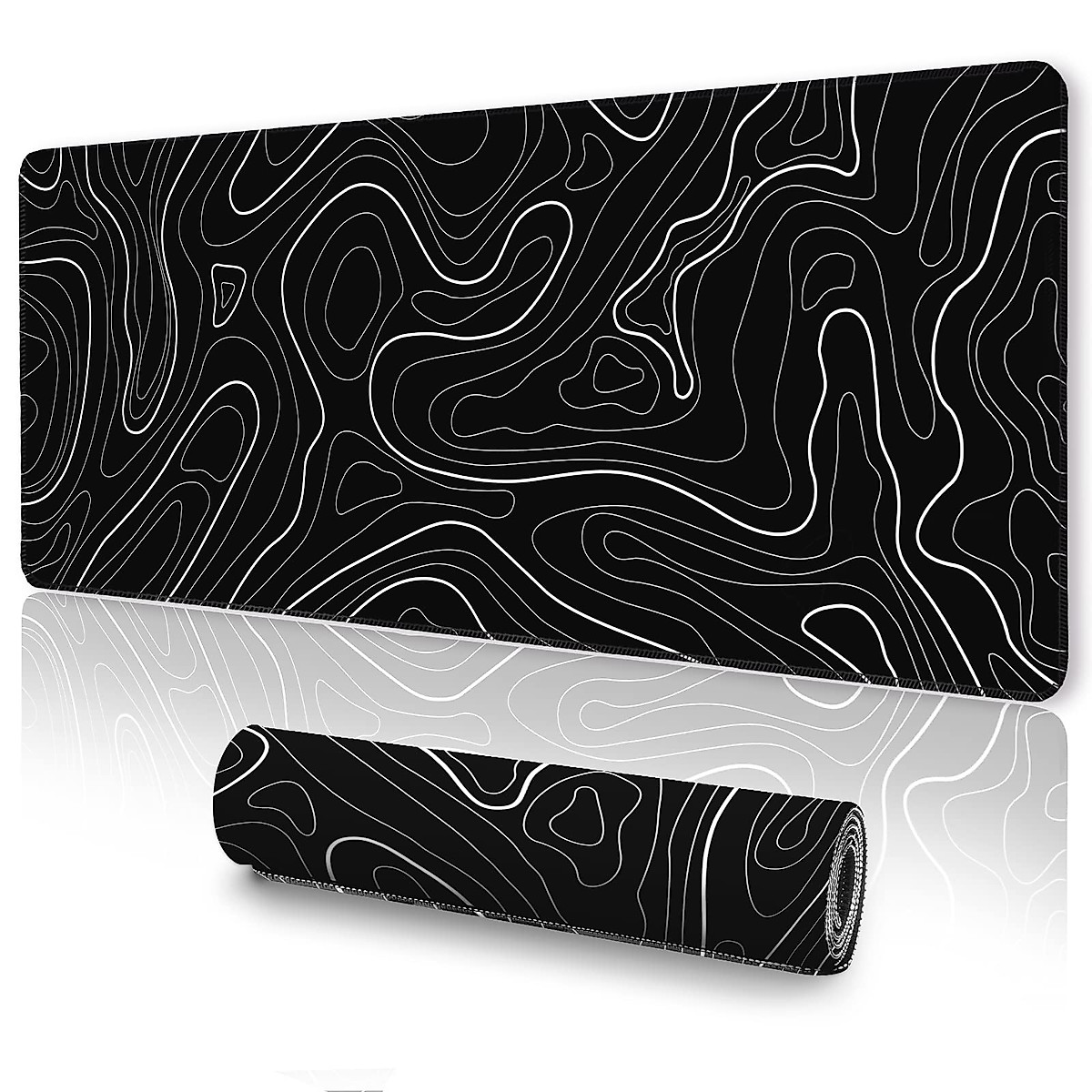 UJoowalk Topographic Gaming Mouse Pad, Large, Black and White, 31.5 x 11.8 in