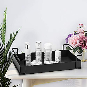 YURONG Decorative Coffee Table Tray Black Tray with Handles Serving Tray Christmas Decorations Tray for Home Table House Room 13.4 X 8.3 X 3.2 inches