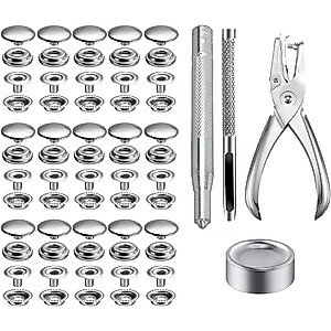 200 Pieces Stainless Steel Snap Fastener Kit, BetterJonny 15mm Heavy Duty Snap Button Press Stud Cap with Pliers and 3 Setting Tools for Marine Boat Canvas Bag Leather DIY Craft