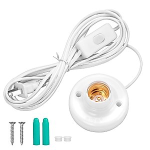 1 Pcs 9.84 ft Light Socket with Cord E26/ E27 Light Bulb Socket with On/Off Switch Hanging Light Cord Extension,for Garage Installation Lighting (1)