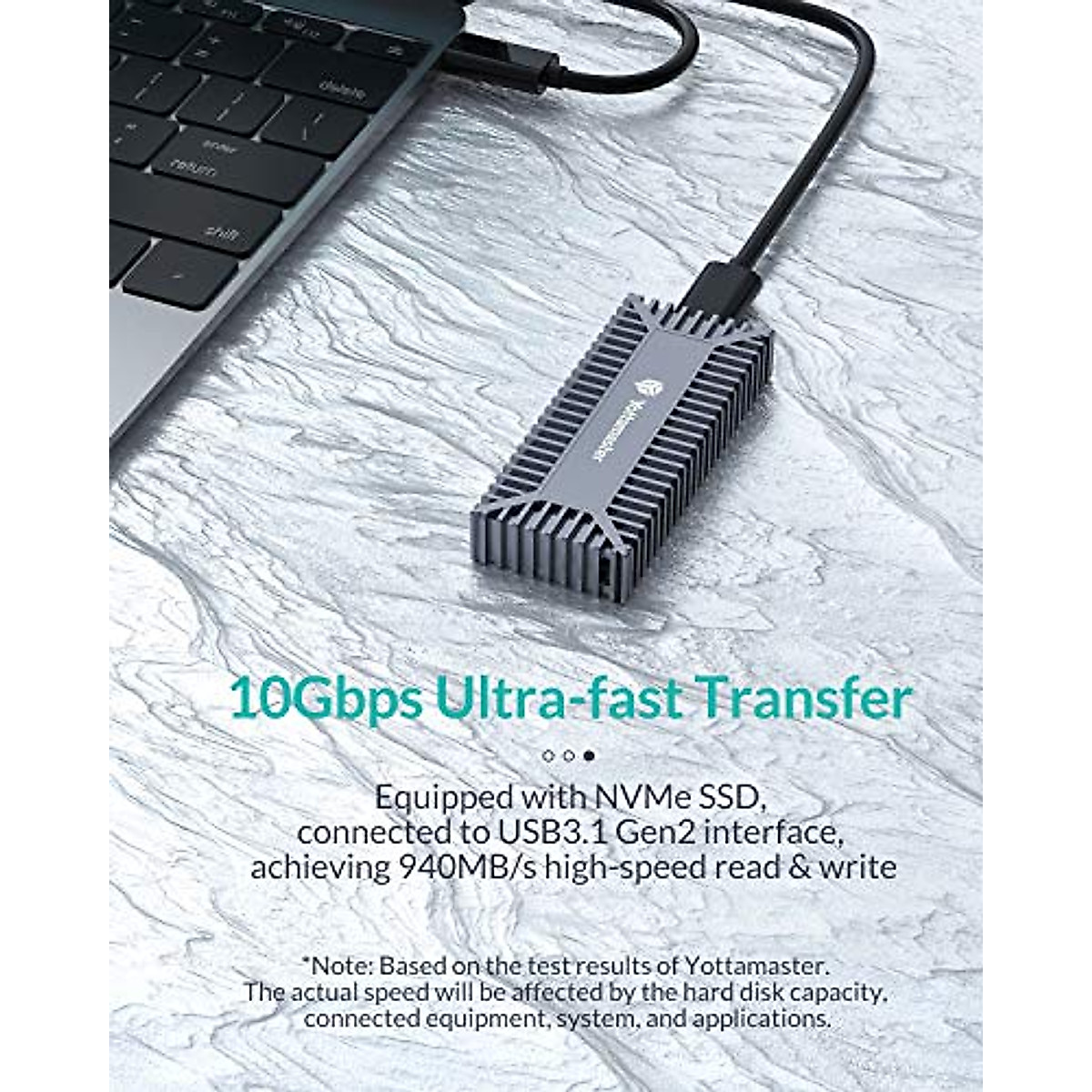 Yottamaster 1T Portable SSD - Up to 980MB/s - USB-C USB3.1 Gen2 External NVMe Solid State Drive - [SOES1-1T]