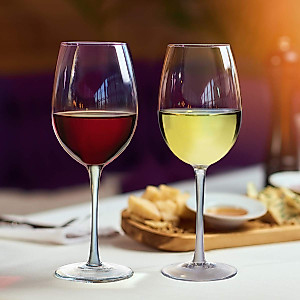 E-liu Handblown Wine Glasses, 17 Ounce Lead·Free Crystal Long Stemmed Glassware, All-Purpose Wine Glass for Red or White Wine, Birthday, Anniversary or Wedding Gifts, Set of 4, Iridescent