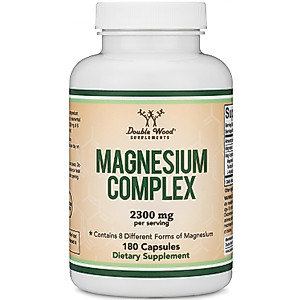 Magnesium Complex Supplement 180 Capsules (436mg Elemental Magnesium Provided by 2,300mg of Eight Different Forms of Magnesium) MAG-8 Provides 100% Daily Recommended Value of Magnesium by Double Wood