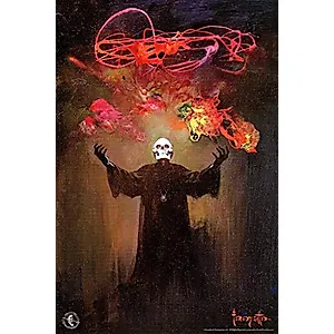Laminated Frank Frazetta Skull King Horror Science Fiction Fantasy Artwork Artist Retro Vintage Classic Comic Book Magazine Skeleton Spooky Scary Halloween Decorations Poster Dry Erase Wall Art 24x36