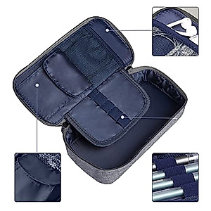 TTVALLEY Office Pencil Case School Pen Case Oxford Stationery Box for Desk Supplies Organization Grey