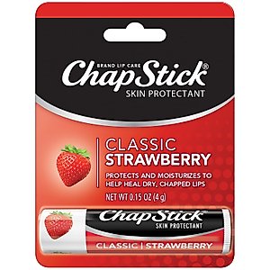 ChapStick Classic Strawberry Lip Balm – Fruity & Sweet, Moisturizing Lip Care for Dry, Cracked Lips, 0.15 Oz