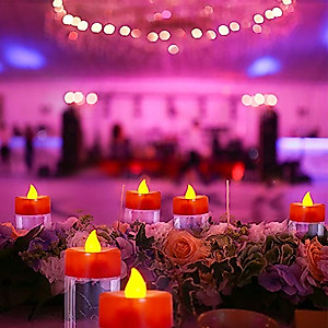 PChero 18 Packs Red LED Tea Lights, Battery Operated Flickering Flameless Tealights Electric Candles, Decorations for Wedding Party Halloween Christmas Centerpieces and Festival Celebration