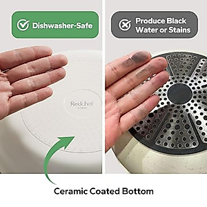 Redchef Ceramic Pots and Pans Set Non Stick, Nonstick Kitchen Cookware Sets, Non Toxic Pots and Pans Set Non Stick, PFAS PFOA & PTFE Free, Detachable Handle Pots and Pans 5 Piece, RV Cookware (Beige)