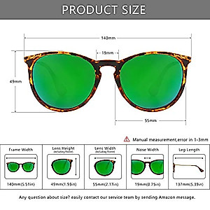 SUNGAIT Vintage Round Sunglasses for Women Men Classic Retro Designer Style (Amber Frame(Matte Finish)/Green Lens)