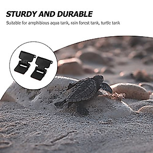 STOBOK 4pcs Reptile Terrarium Cover Clip Tropical Amphibians Tank Buckle Anti-Escape Cages Door Hinge Latch for Reptiles, Black, 1.97x1.18x0.98in