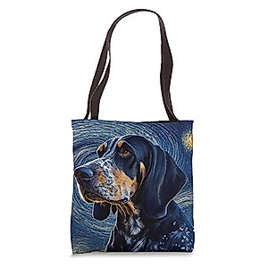 Bluetick Coonhound in Starry Night Painting Dog Mom Dad Tote Bag