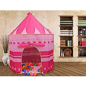Creatov Kids Tent Toy Princess Playhouse - Toddler Play House Pink Castle for Kid Children Girls Boys Baby Indoor & Outdoor Toys Foldable Playhouses Tents with Carry Case Great Birthday Gift Idea