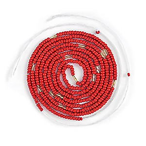 ELABEST 50inch Plus Size African Waist Beads Belly Chain Non-Stretching Tie-on Bead Jewelry Accessories for Women and Girls (5) (#18)