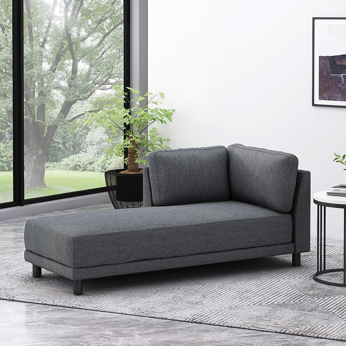 Christopher Knight Home Hyland Chaise Lounge, Charcoal + Black
