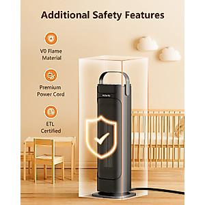 24" Space Heater, Acouto 1500W Portable Electric Heaters Indoor Use, Oscillating Ceramic Heater with Overheat & Tip-over Protection, ECO Mode, 12H Timer for Living Room, Bedroom, Office, Garage