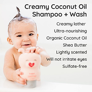 Bubbsi 2-in-1 Shampoo & Conditioner for Curly Hair, Deep Moisture for Dry Scalp, High Levels of Organic Cold-Pressed Coconut Oil, Sulfate and Paraben Free, Hypoallergenic, 32 oz