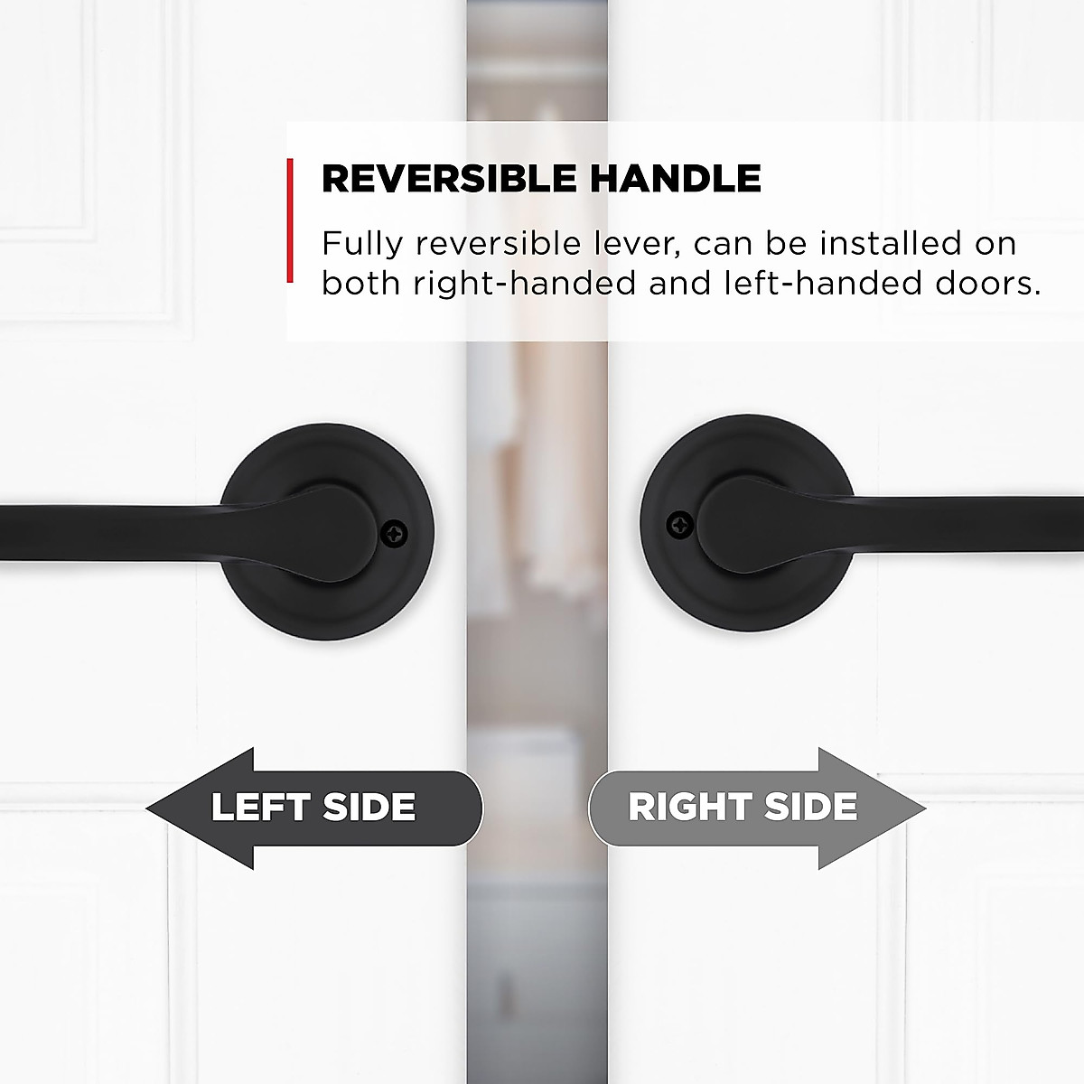 Kwikset Henley Interior Privacy Door Handle with Lock, Door Lever For Bathroom and Bedroom, Matte Black Reversible Keyless Turn Lock, with Microban Protection