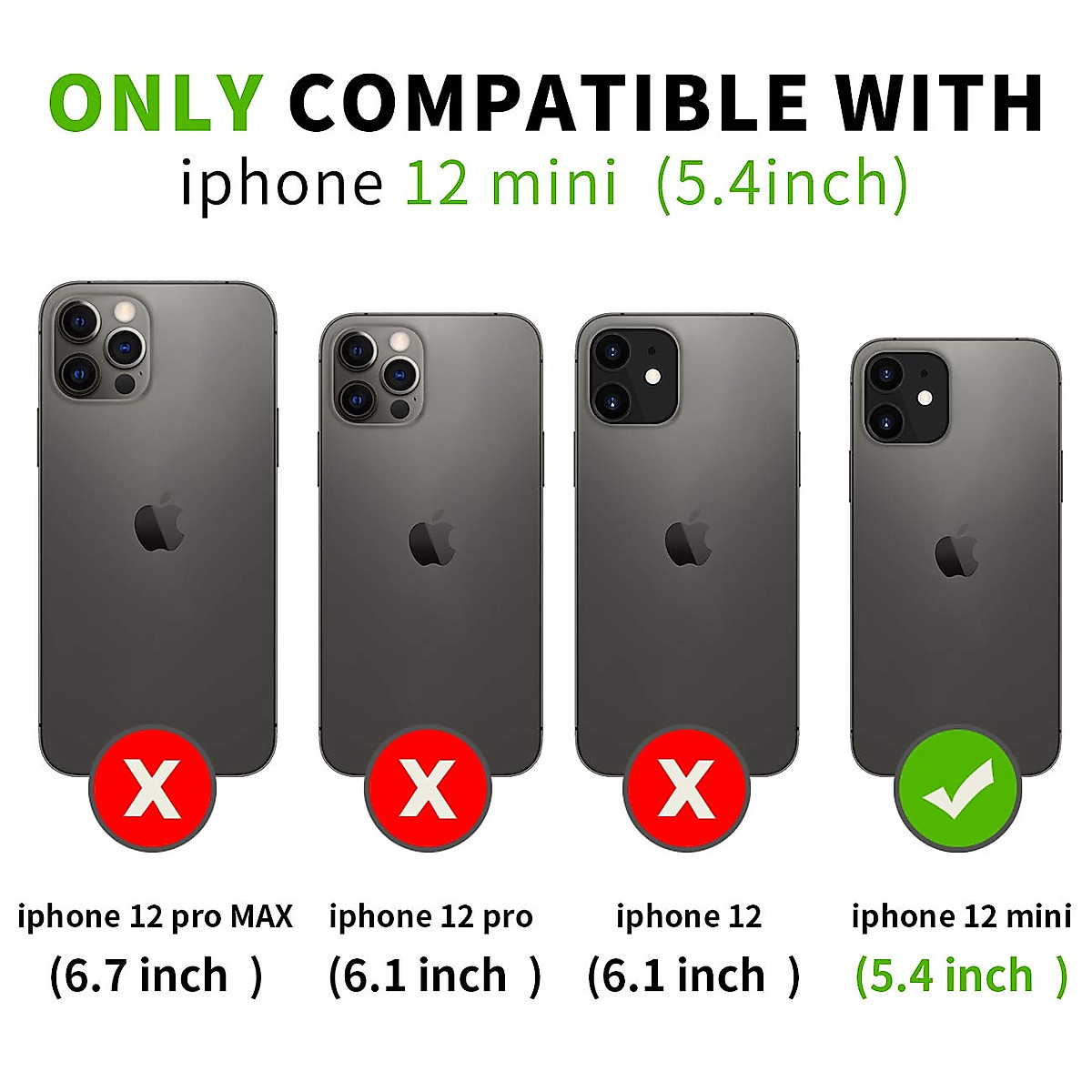 FYY Compatible with iPhone 12 Mini Case, [Kickstand Feature] Luxury PU Leather Wallet Case Flip Folio Cover with [Card Slots] and [Note Pockets] for iPhone 12 Mini 5G 5.4" Navy