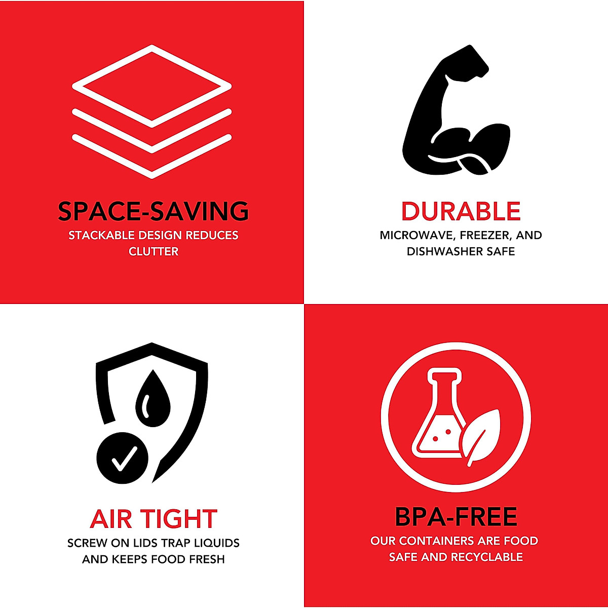 Stock Your Home 4oz Plastic Containers with Twist Top Lids (6 Pack), 1/2 Cup Small Freezer Containers for Leftover Food, Airtight Reusable Soup Containers with Lids, Microwave and Dishwasher Safe