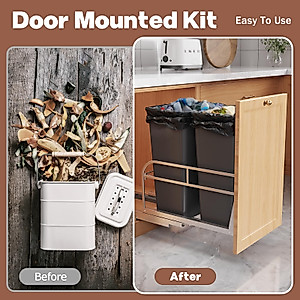 Biboraya 2-40 QT Pull Out Trash Can Under Cabinet with Soft-Close Slides,Door Mounting Slide Out Garbage Can Kit for Kitchen,Garbage Can Not Included, Requires Minimum Cabinets Opening 17" W X 25" D