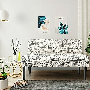 MAXCBD Love Seats 2-Seater Furniture Sofa Couch Armless Loveseat Sofa Fabric Settee Bench Bed Chair Wooden Leg Living Room for Living Room